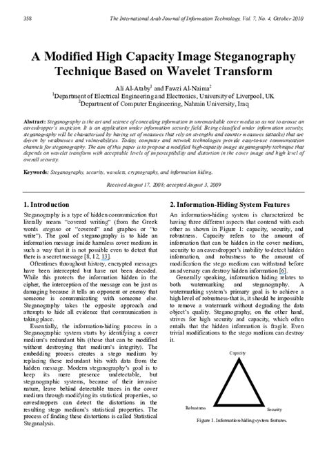 pdf a modified high capacity image steganography technique based on wavelet transform dr ali
