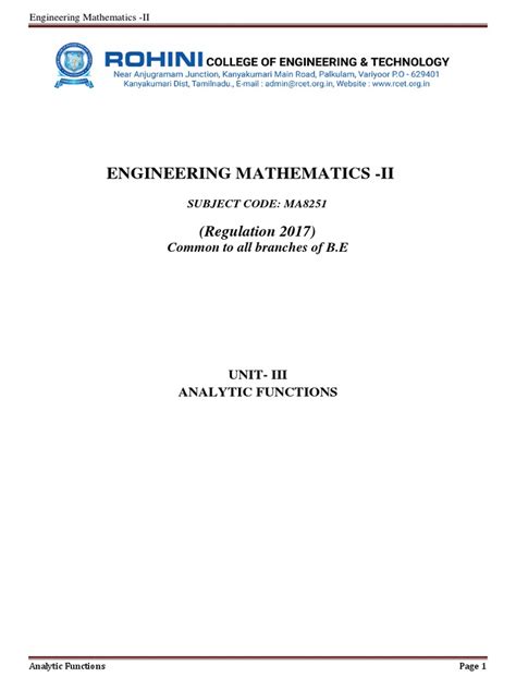 complex analytic functions pdf complex analysis function mathematics