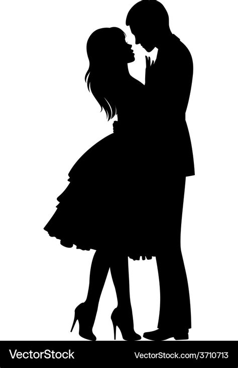 Silhouette Of Loving Couple Hugging Royalty Free Vector