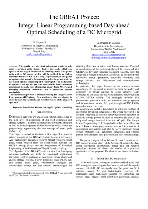 pdf the great project integer linear programming based day ahead optimal scheduling of a dc