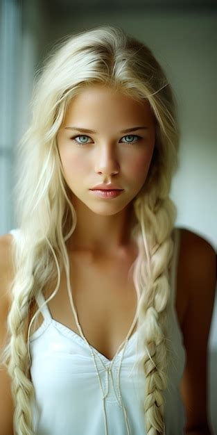 Premium Photo A Girl With Blonde Hair And Blue Eyes