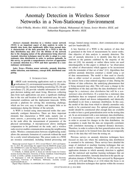 pdf anomaly detection in wireless sensor networks in a non stationary environment