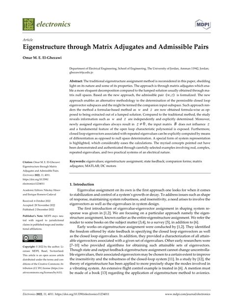 pdf eigenstructure through matrix adjugates and admissible pairs