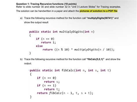 solved question 1 tracing recursive functions 18 points