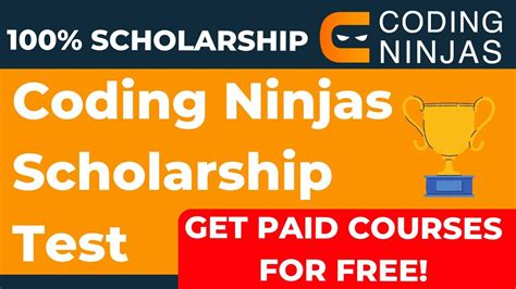 coding ninjas scholarship test 100 scholarship for paid courses youtube