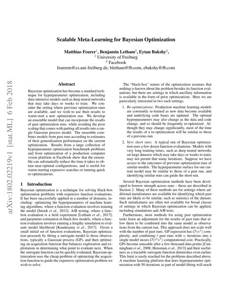 pdf scalable meta learning for bayesian optimization