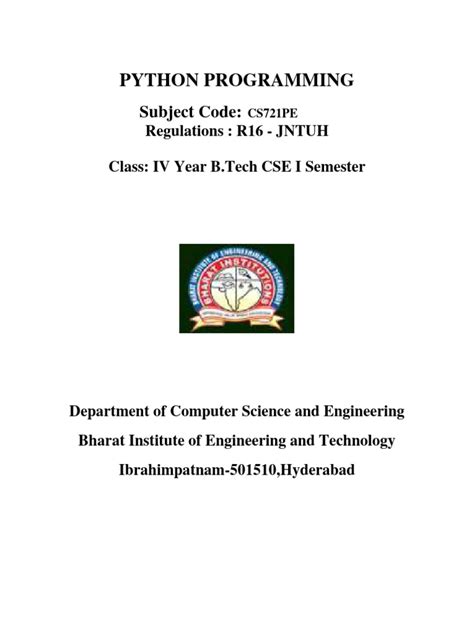 python programming iv cse course planner 2021 pdf programming computer program