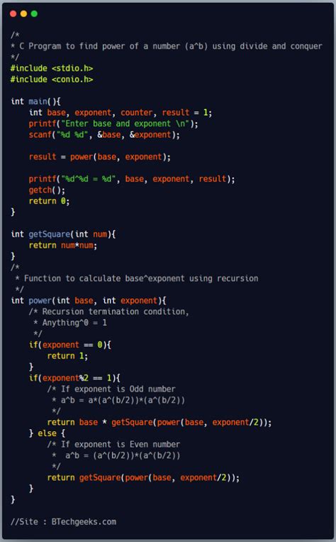 c program to calculate power of a number btech geeks