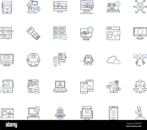 data science line icons collection analytics machine learning statistics modeling