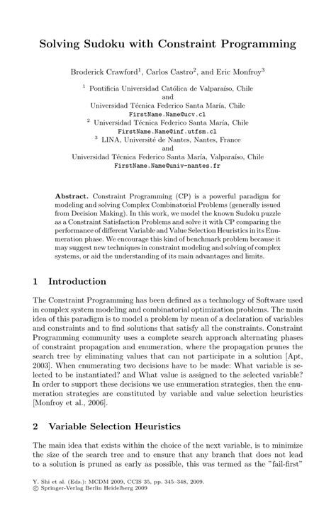pdf solving sudoku with constraint programming