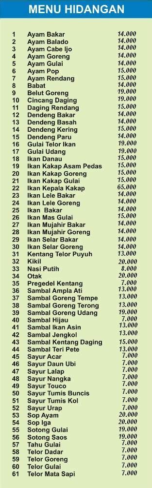 Menu At Restoran Sederhana Restaurant Batam Komp Tanjung Pantun Blok Ff No1 2