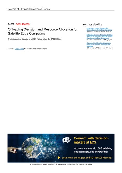 pdf offloading decision and resource allocation for satellite edge computing