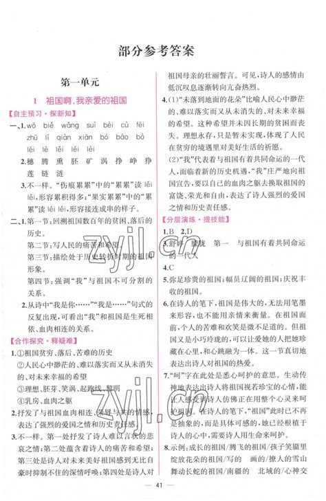 2023年同步导学案课时练九年级语文下册人教版答案青夏教育精英家教网