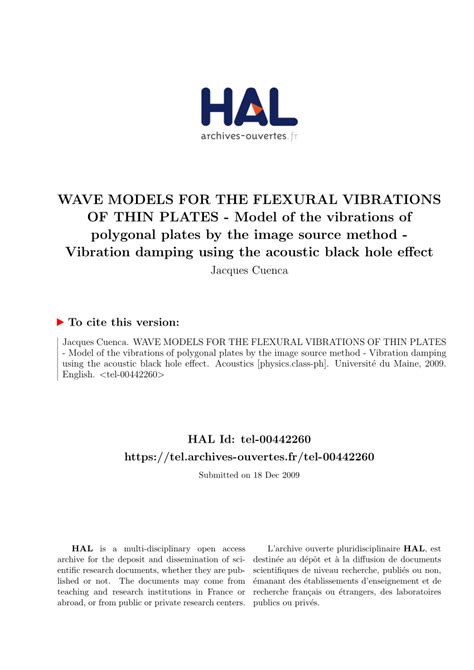 pdf wave models for the flexural vibrations of thin plates model of the vibrations of