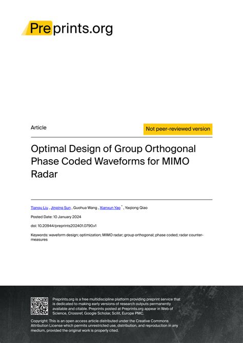 pdf optimal design of group orthogonal phase coded waveforms for mimo radar