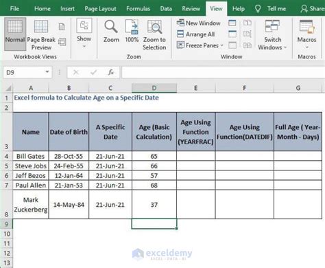 Excel Formula To Calculate Age On A Specific Date ExcelDemy