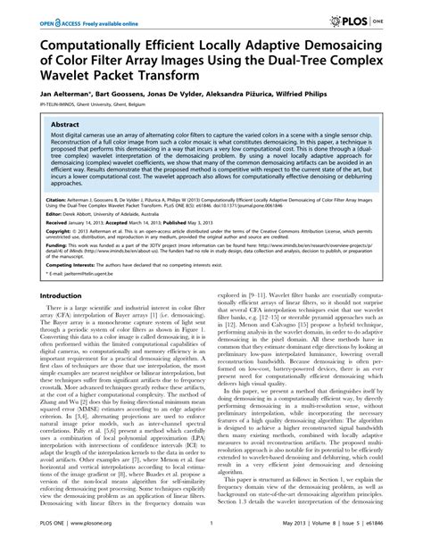 pdf computationally efficient locally adaptive demosaicing of color filter array images using