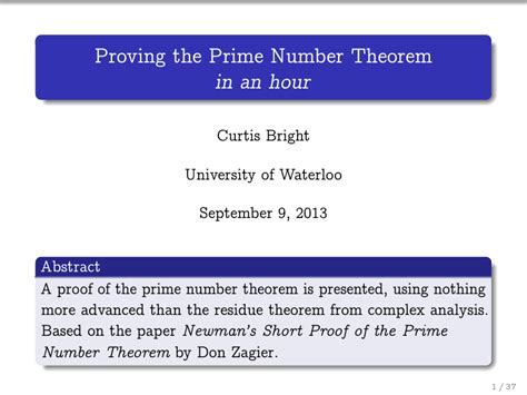 proving the prime number theorem in an hour