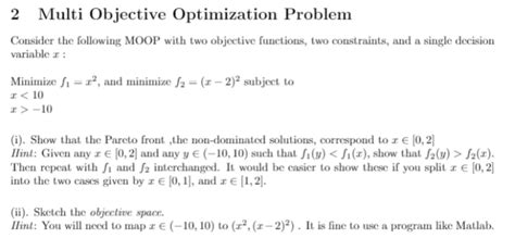 2 multi objective optimization problem consider the
