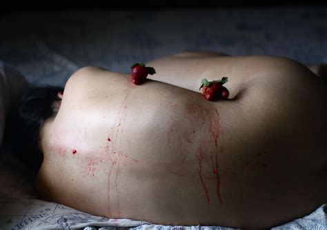 Wallpaper Red Strawberries Blood Flesh Naked Finger Body Neck