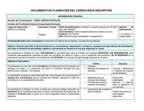 Documento Planeación de Cursos DOCUMENTO DE PLANEACIÓN DEL CURSO