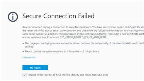 Sec Error Reused Issuer And Serial Fix Secure Connection Failed