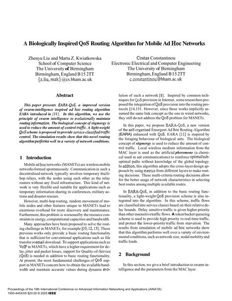 pdf a biologically inspired qos routing algorithm for mobile ad hoc networks