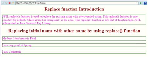 jstl replace how does replace function work in jstl examples