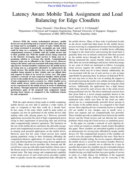 pdf latency aware mobile task assignment and load balancing for edge cloudlets