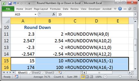 round numbers up or down in excel