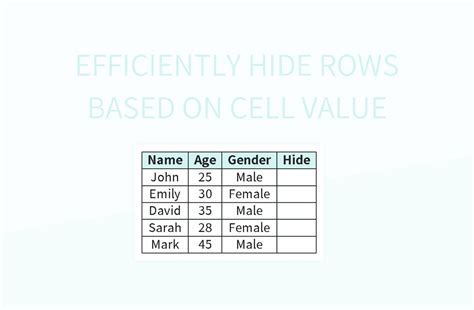 Efficiently Hide Rows Based On Cell Value Excel Template And Google