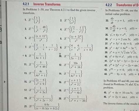 solved 4 2 1 inverse transforms in problems 1 30 use