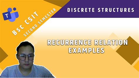 discrete structure bsc csit ii recurrence relation examples youtube