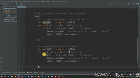 how to calculate matrix multiplication in java using array🙄 by shubham sawant😀 sawant