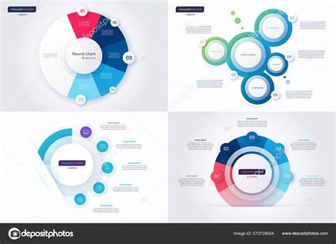 Set Five Option Circle Infographic Design Templates Vector Illustration