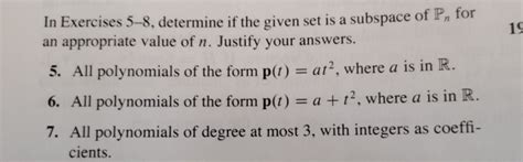 solved in exercises 5 8 determine if the given set is a
