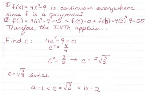 exercises intermediate value theorem