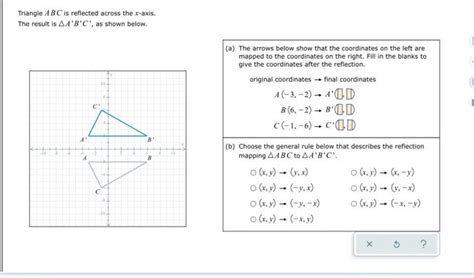 solved triangle abc is reflected across the x axis the