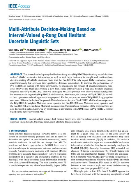 pdf multi attribute decision making based on interval valued q rung dual hesitant uncertain