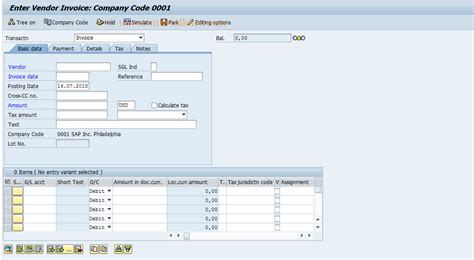 FB60 SAP Tcode Enter Incoming Invoices Transaction Code