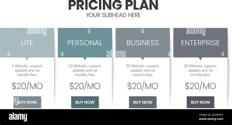 Modern Creative Pricing Subscription Plan Table Template With Minimal