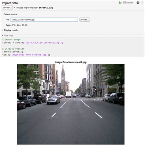 import data from a file in the live editor matlab
