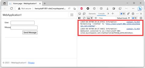 simple websocket with asp core signalr