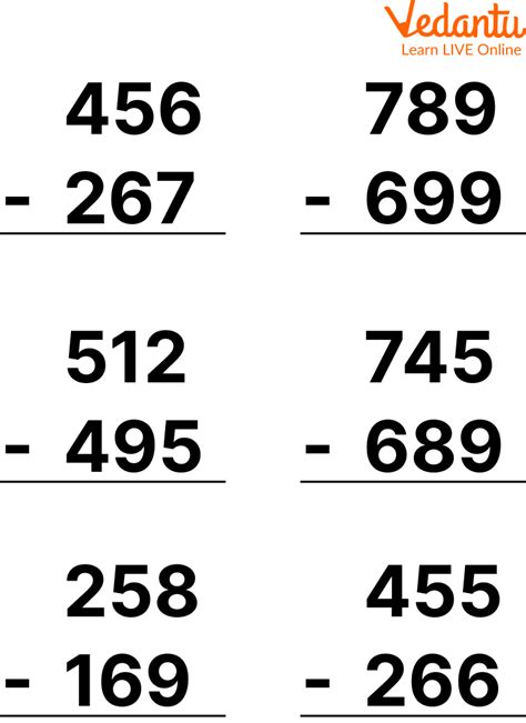 subtraction of 3 digit numbers with borrowing learn and solve questions