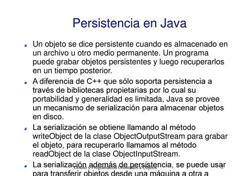 persistencia y serialización en java con archivos ppt descargar