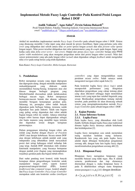 pdf implementasi metode fuzzy logic controller pada kontrol posisi lengan robot 1 dof
