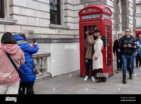 Tourists Take Selfies At Great George Street Westminster One Of Londons Most Popular Tourist