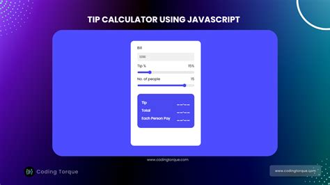 tip calculator using html css and javascript coding torque