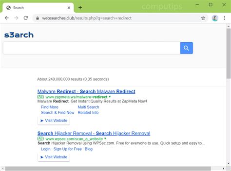How To Remove Websearches Club CompuTips