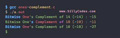 Bitwise One S Complement Operator In C With Ex Programs